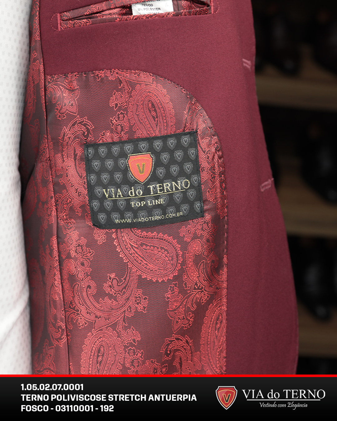 Terno Slim Poliviscose Padrão Liso Masculino – VIA do Terno