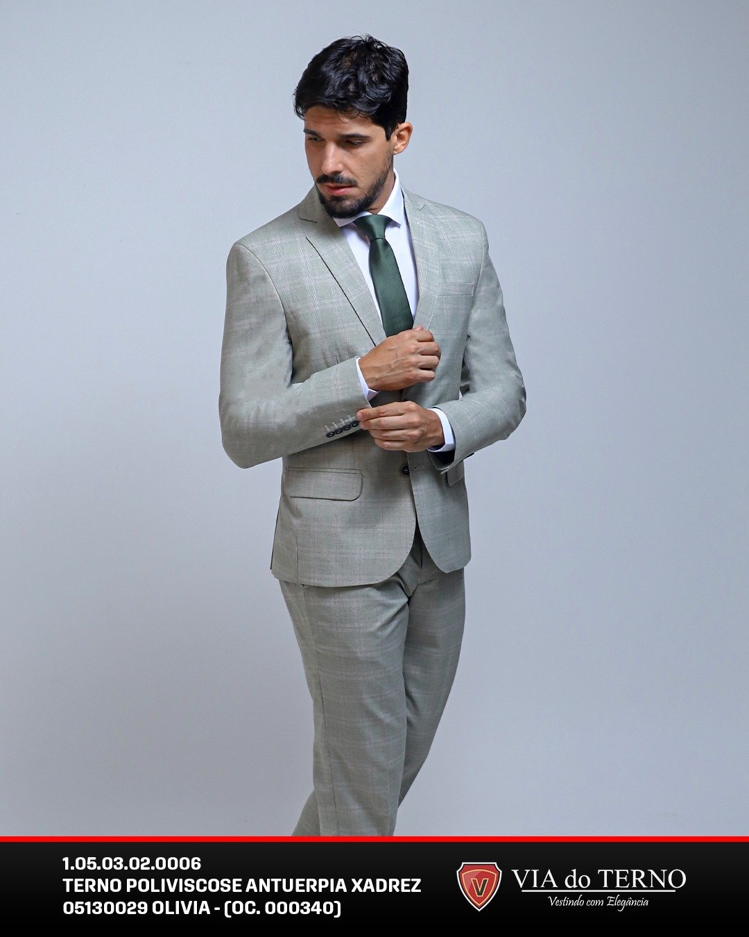 Terno Slim Poliviscose Xadrez Oliva Masculino – Moderno e Elegante ...
