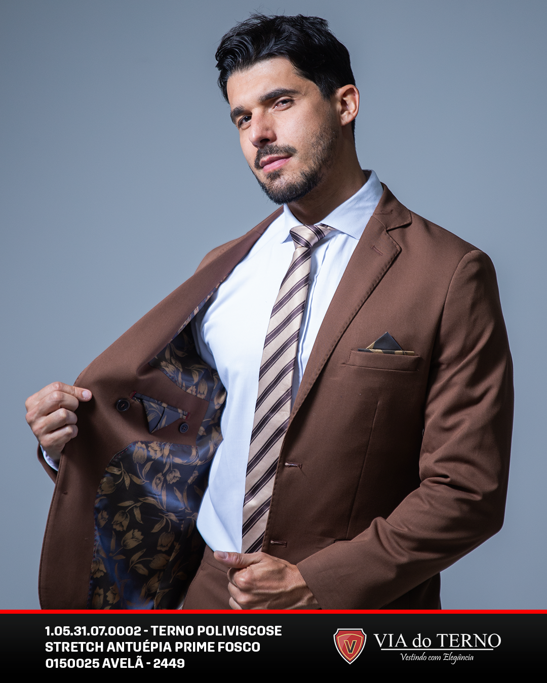 Terno Slim Poliviscose Avelã Prime Masculino | VIA do Terno