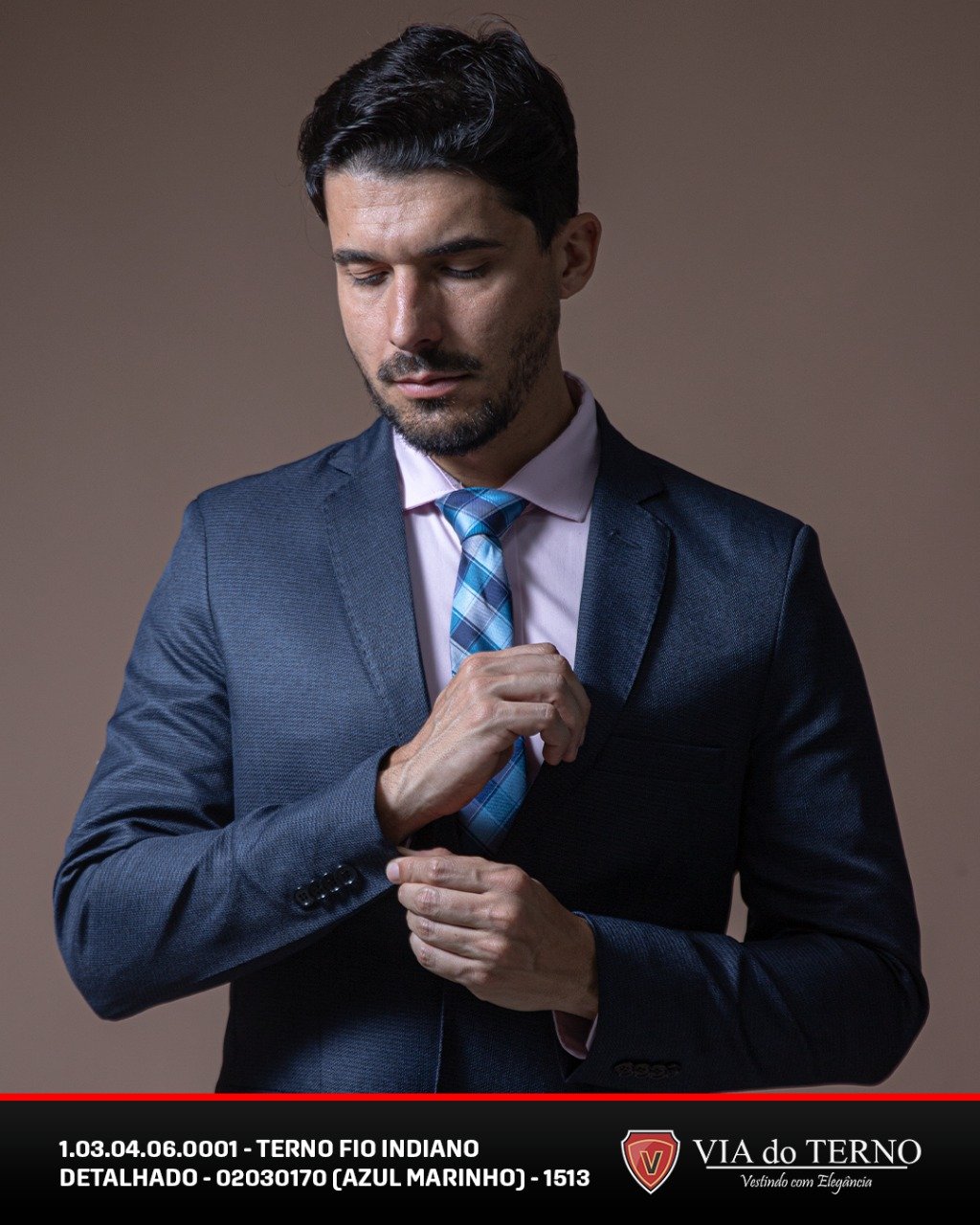 Terno Slim Fio Indiano - Azul Marinho Detalhado | VIA do Terno