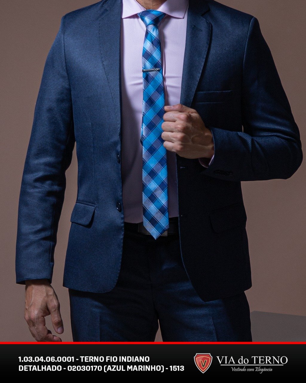 Terno Slim Fio Indiano - Azul Marinho Detalhado | VIA do Terno