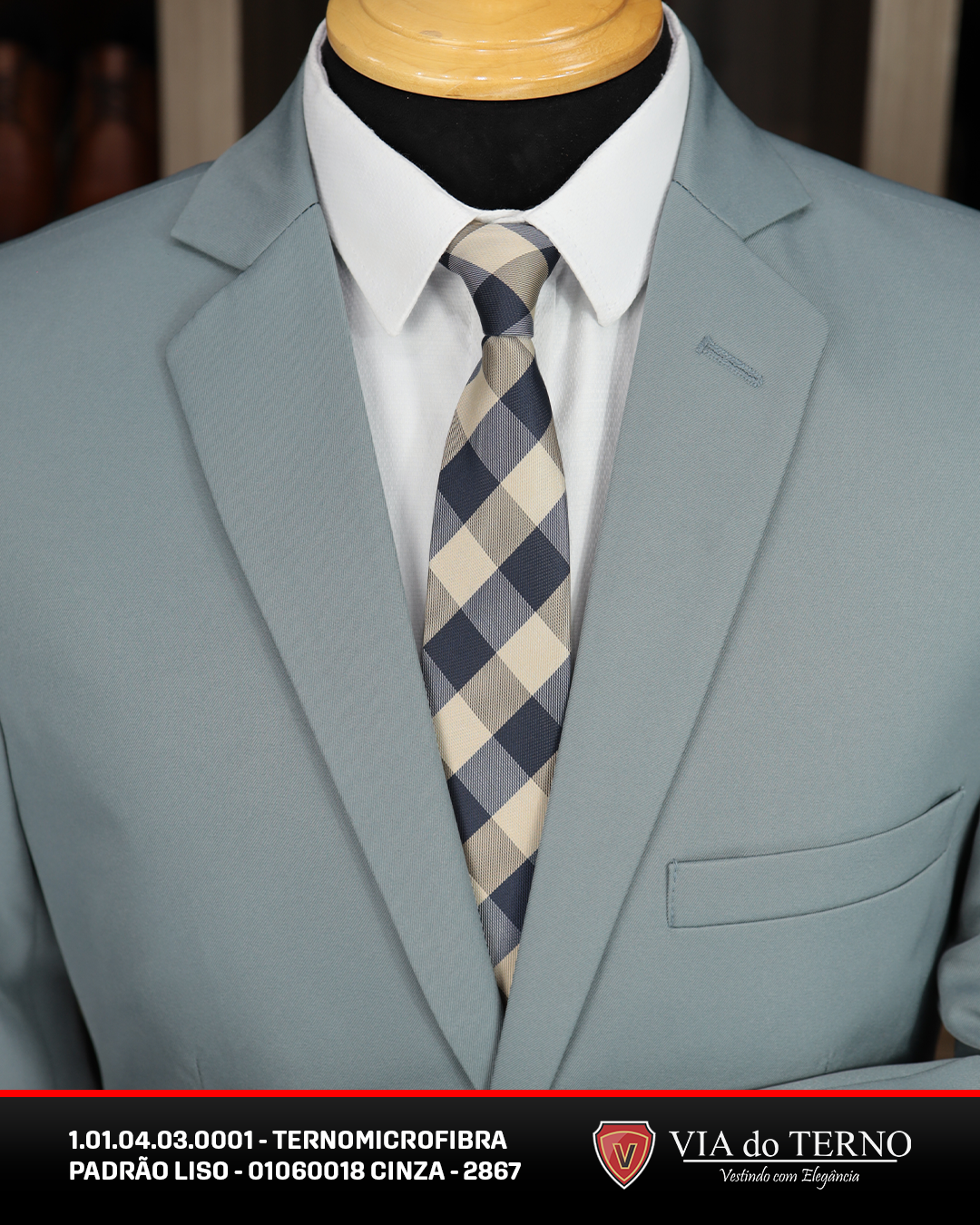 Terno Slim Microfibra Cinza Liso